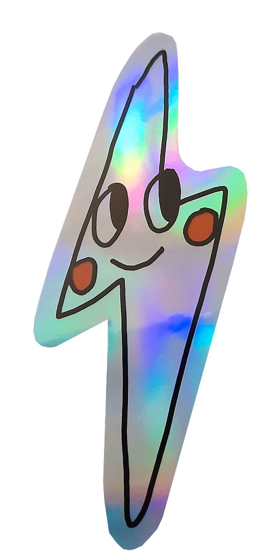 Happy Lightning Bolt Holographic Sticker | by Tegan Iversen – Oh Ramona